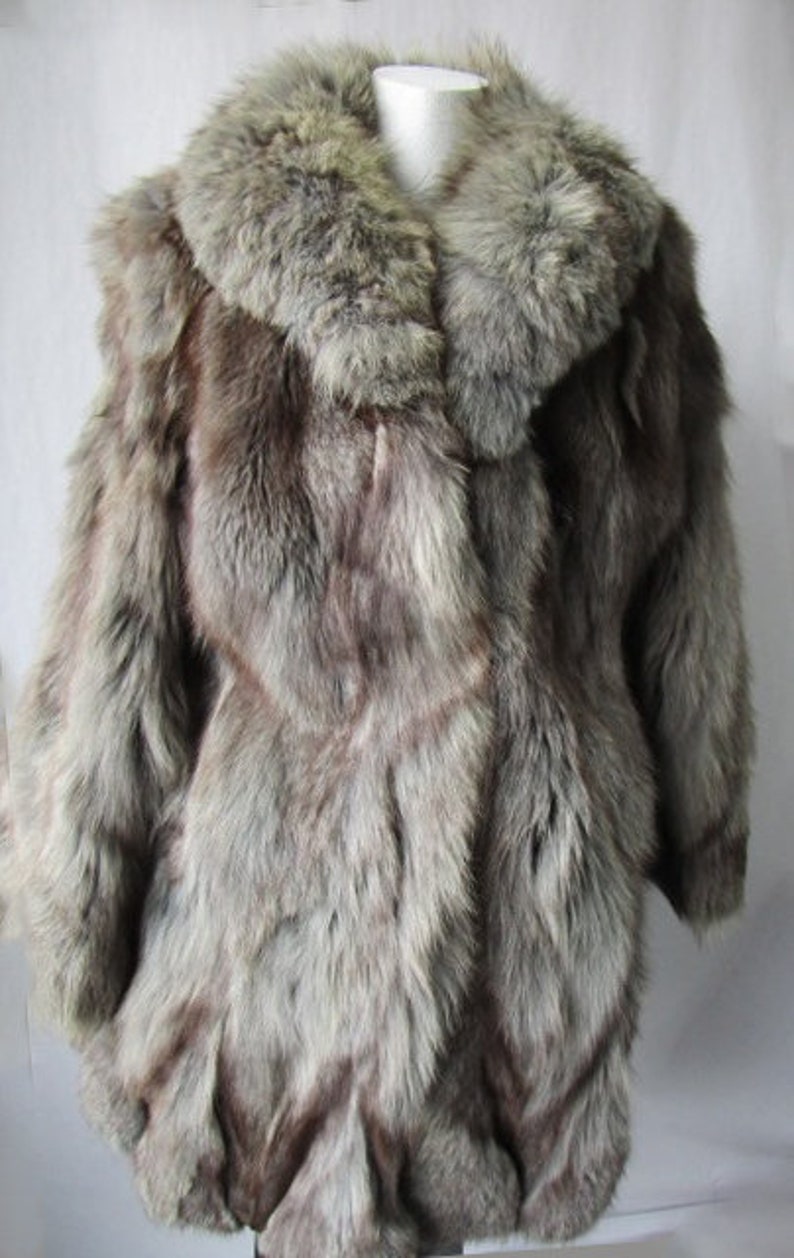 Women's Sz 6 Mint Gray Fox Fur Coat Jacket - Etsy