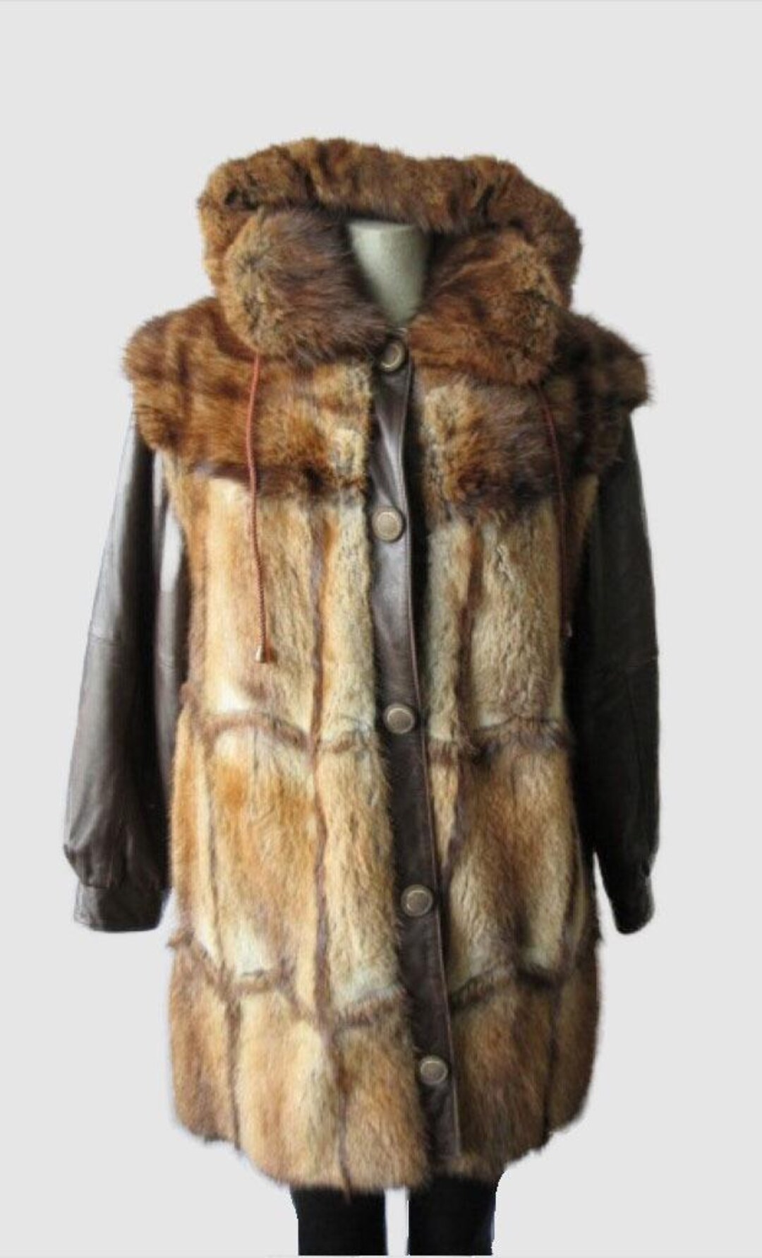 Women's Sz 8 Superb Muskrat Fur Jacket Coat Vest Leather HOOD SALE - Etsy