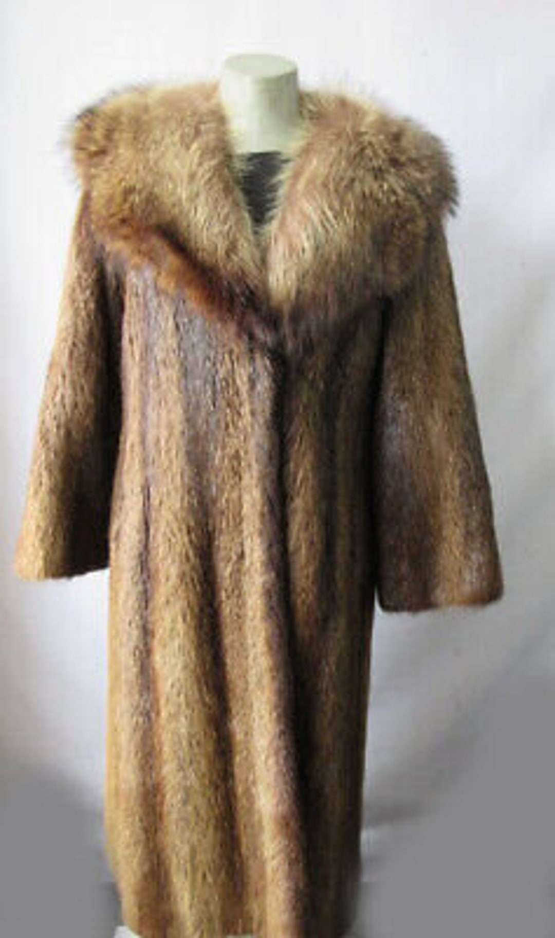 Women's Sz 6 Nutria Fur Coat MINT Raccoon Fur Collar - Etsy