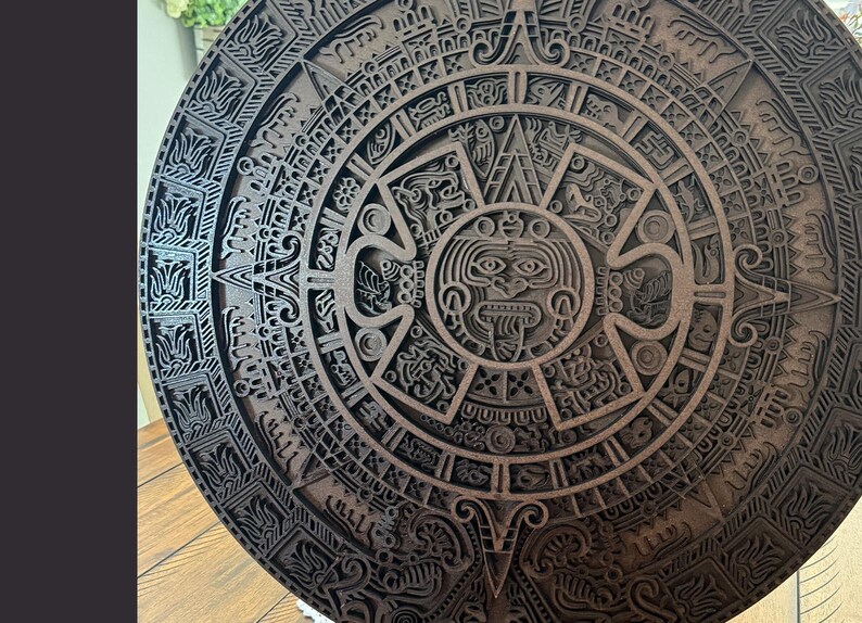 Aztec Calendar Mandala Wall Art, Laser Cut Hardboard Wood, 3D ...
