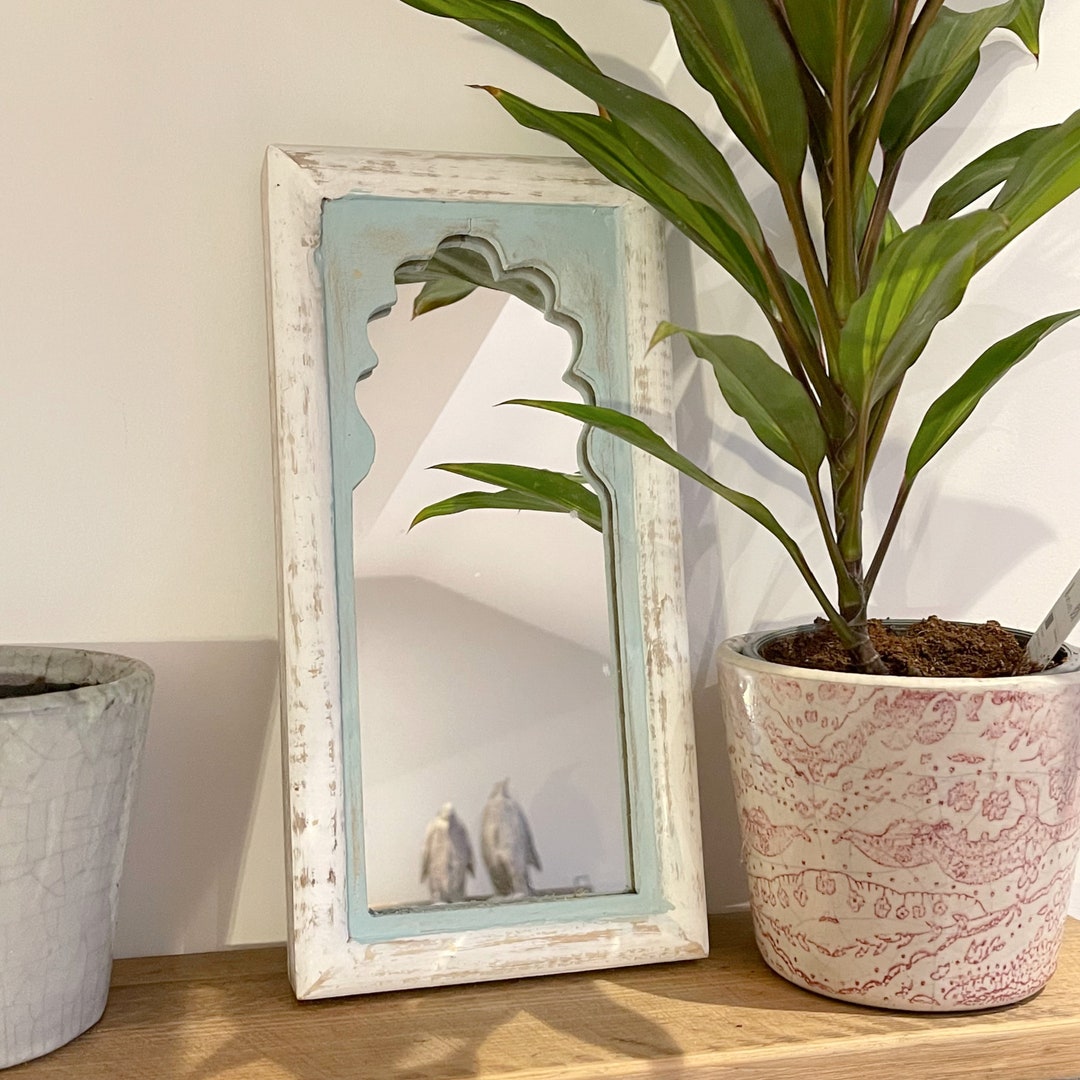 Distressed Rustic Wall Mirror – Grey, Blue & White Eastern Design - Etsy UK