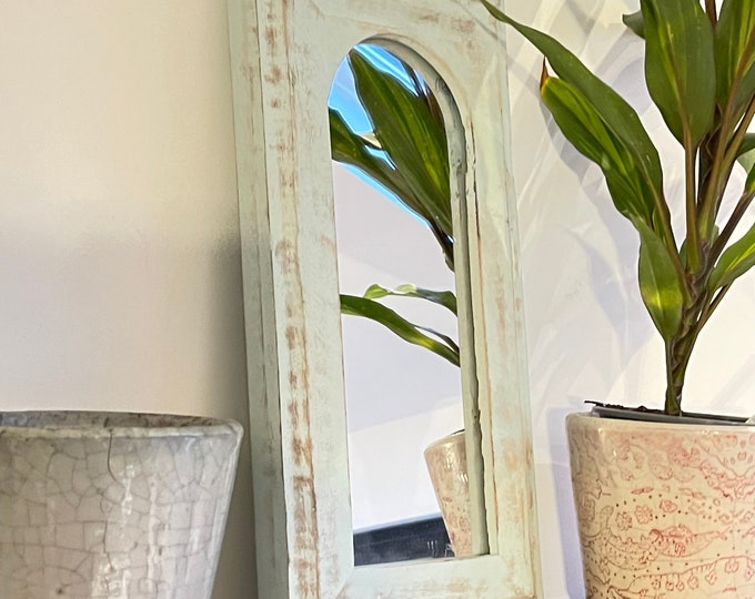 Pastel Green/blue Painted Rustic Eastern Design Wall Mirror - Exclusive ...