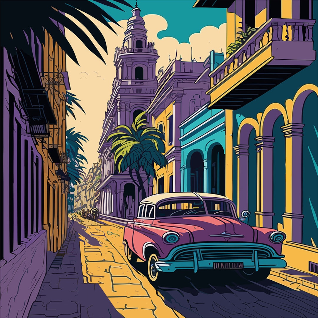 Cuban Street Backdrop, Havana Photo Backdrop, City Street Backdrop ...