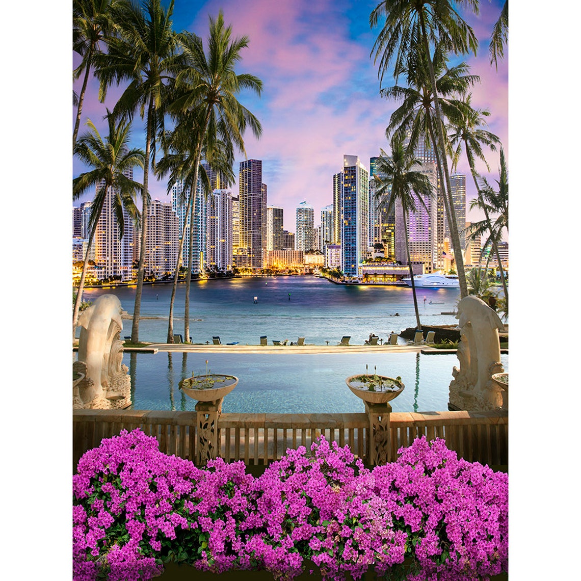 Miami Waterfront Party Photo Backdrop Downtown Miami in the - Etsy