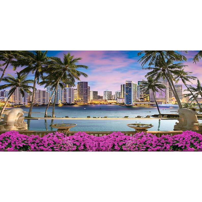 Miami Waterfront Party Photo Backdrop Downtown Miami in the - Etsy