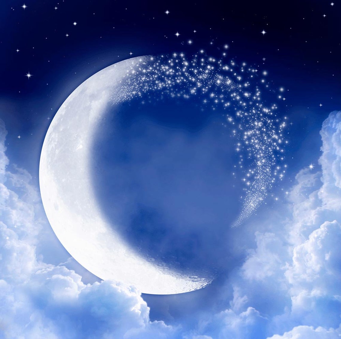 Over the Moon Photo Backdrop With Moon and Stars Prom Dance | Etsy