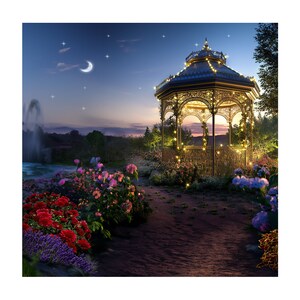 Gazebo at Dusk Prom Photo Backdrop: Romantic Garden Scene - Etsy