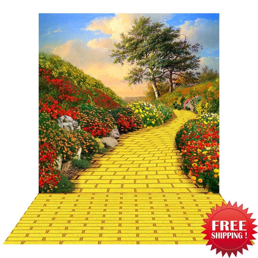Wizard of Oz Yellow Brick Road Photo Backdrop Prop, Party Decorations ...