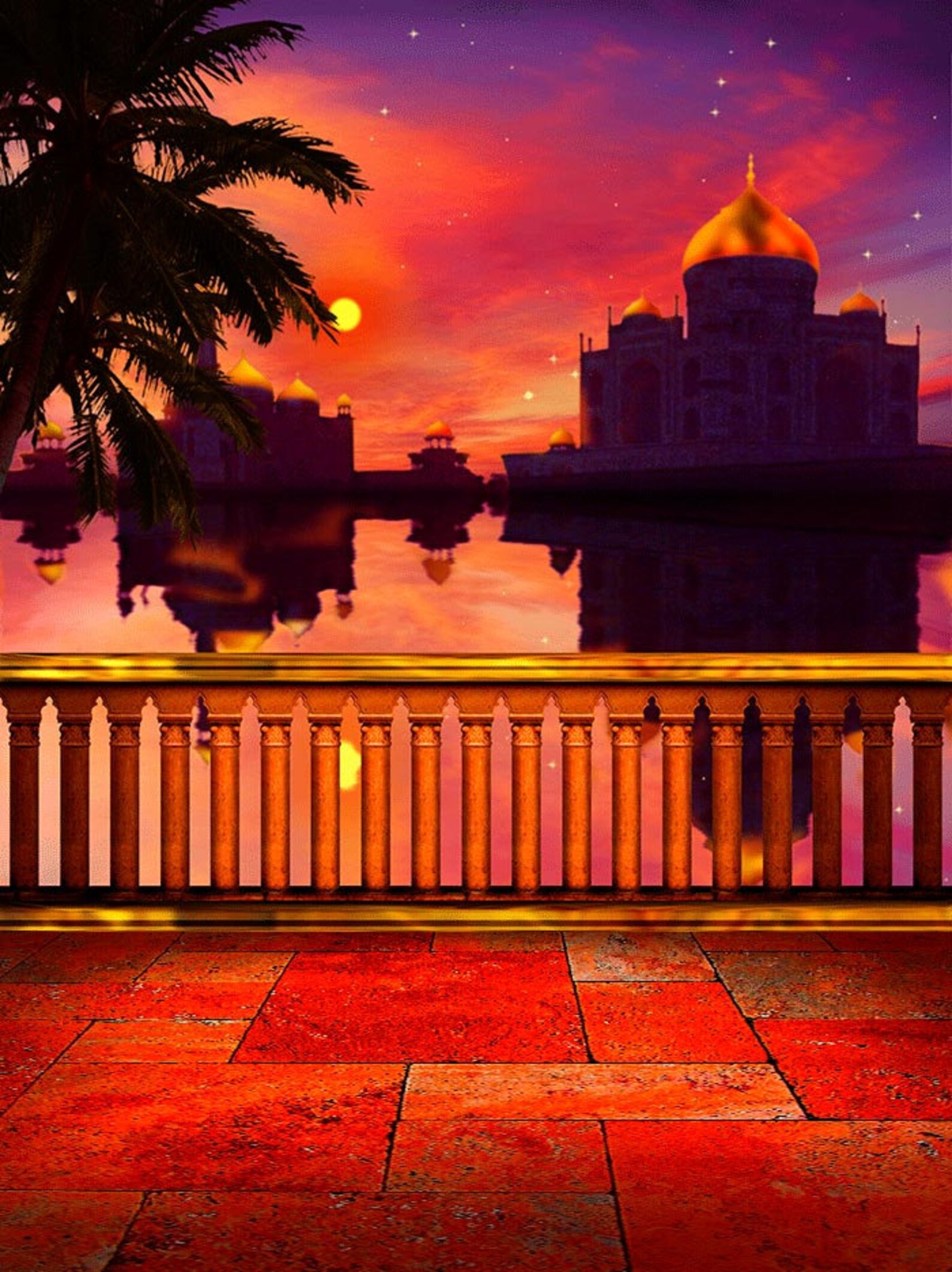 Arabian Sunset Photography Backdrop, Eastern Palace, Stage Event Photo ...