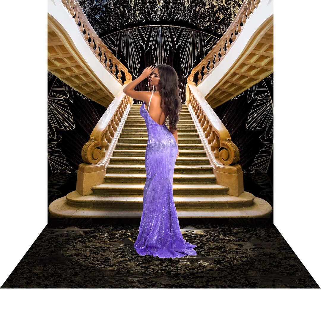 Hollywood Gold Staircase Prop, Event Photo Backdrop, 1920s Gatsby Art ...