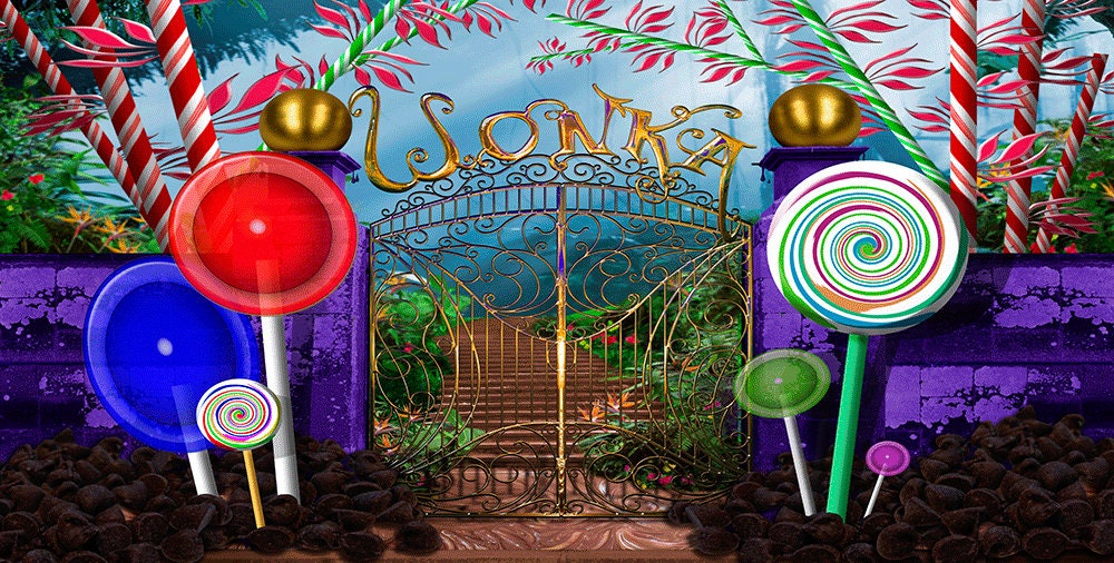 Willy Wonka Backdrop, Chocolate Factory Photo Booth, Birthday Party ...