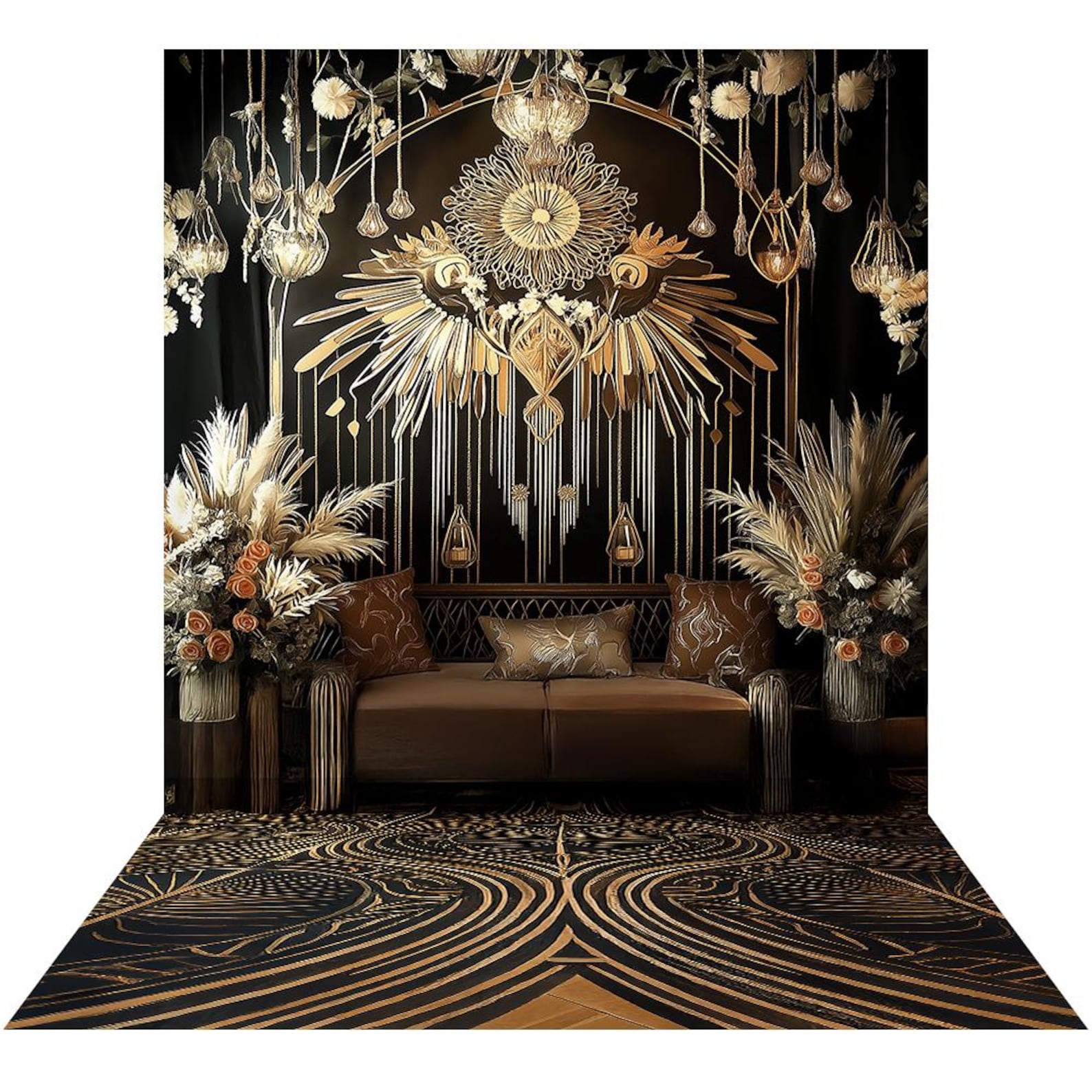Gatsby Backdrop: Party Banner Art Deco VIP Stage Set, Boho Gatsby Style ...