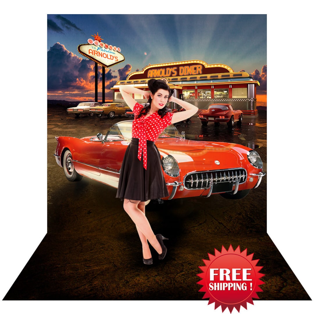 50s Diner Corvette Photo Booth Backdrop: Sock Hop, Prom, Dance Party - Etsy