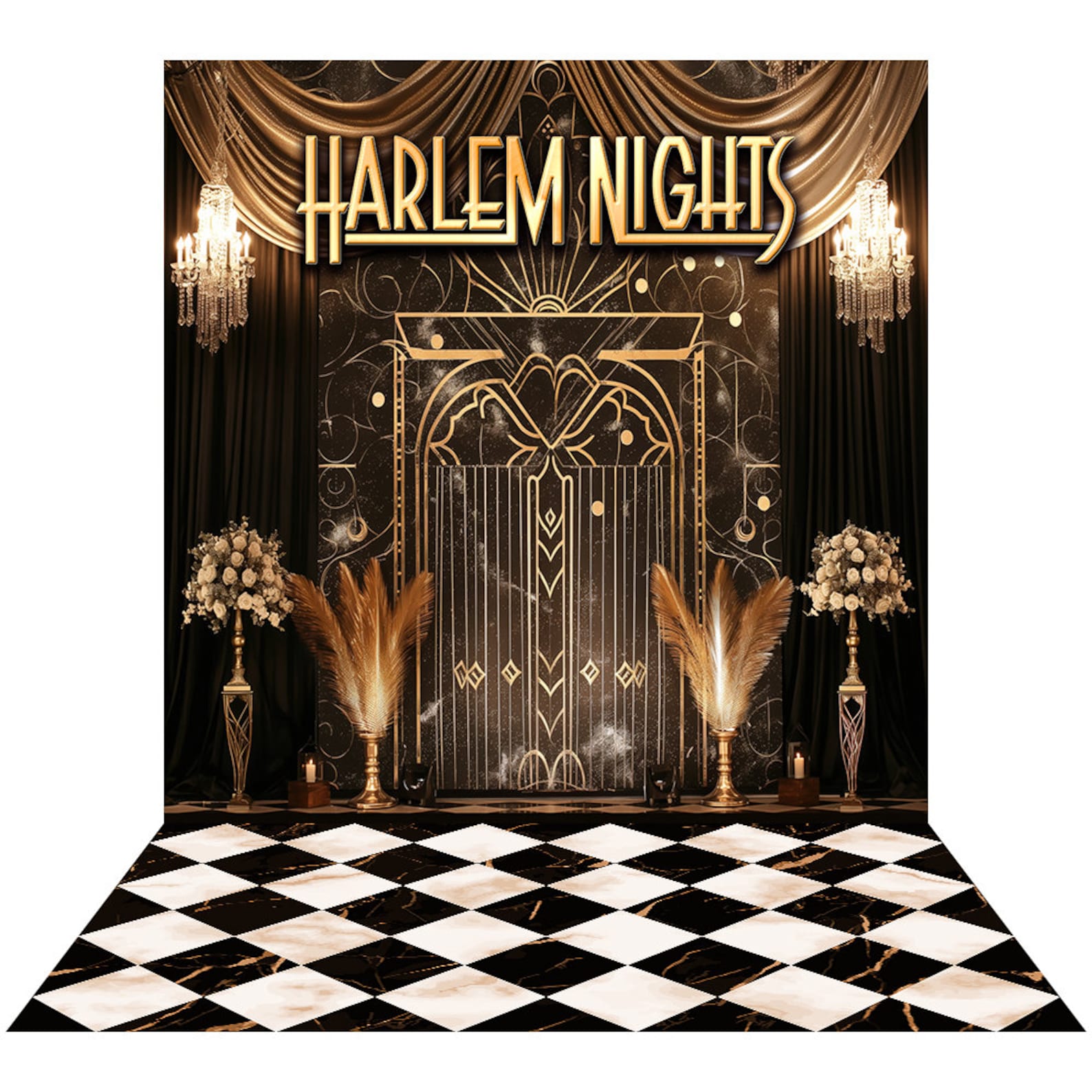 Harlem Nights Big Entrance Party Photo Backdrop, Fabric Decor and ...
