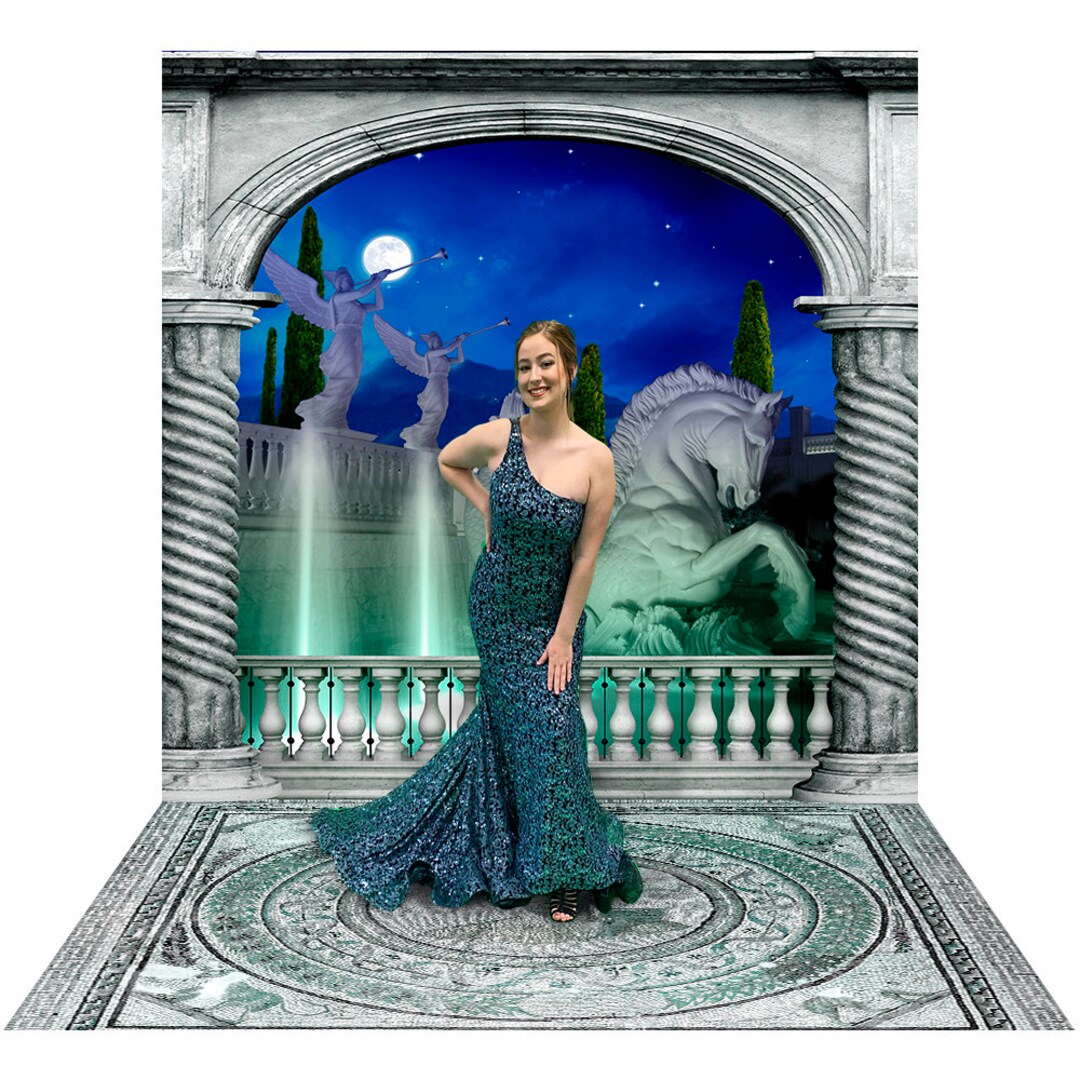 Roman Fountain Arch, Rome Prom Backdrop, Formal Dress Background ...