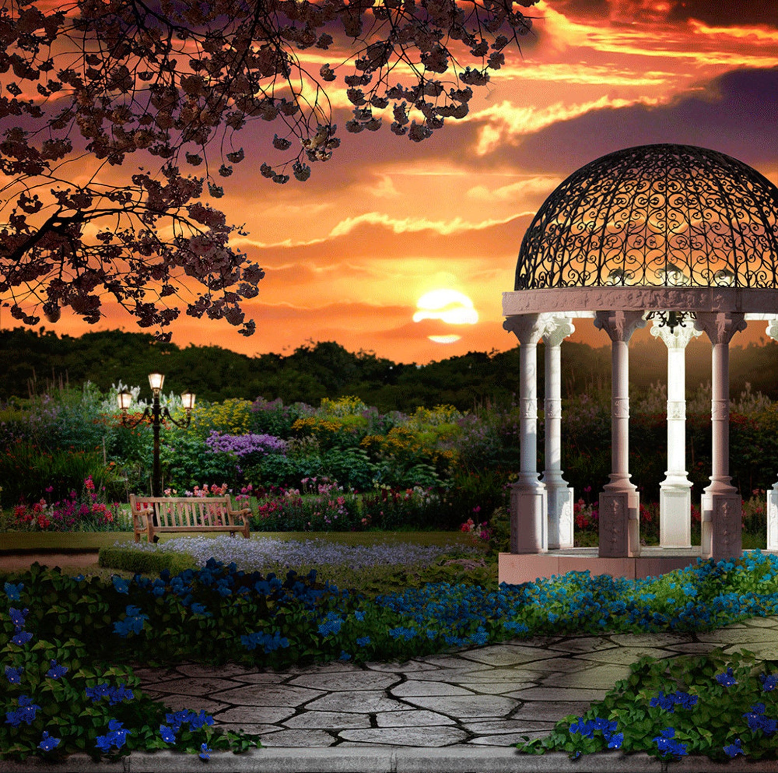 Twilight Garden Gazebo Backdrop, Prom, Wedding, Engagement Photo Booth ...