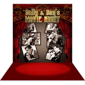 Personalized Movie Night Photo Backdrop, Custom Text, Venue, Event ...