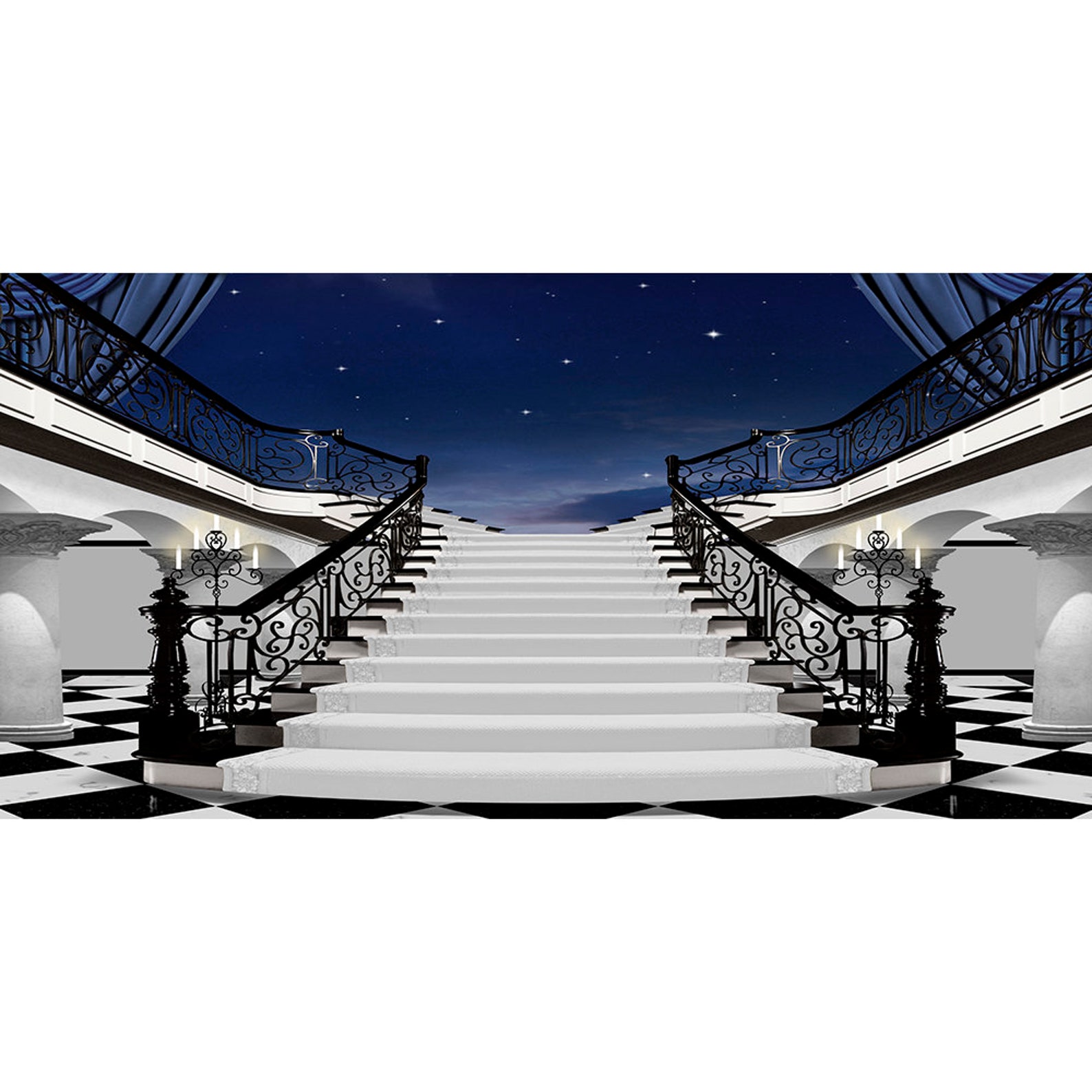 Black Tie Event Backdrop, Ball Party Decor With Marble Floor, Photo ...