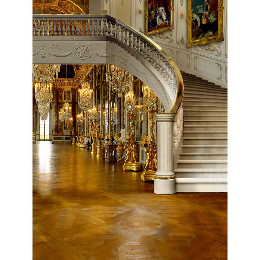 Majestic Staircase Ballroom Backdrop Gold Palace Interior | Etsy