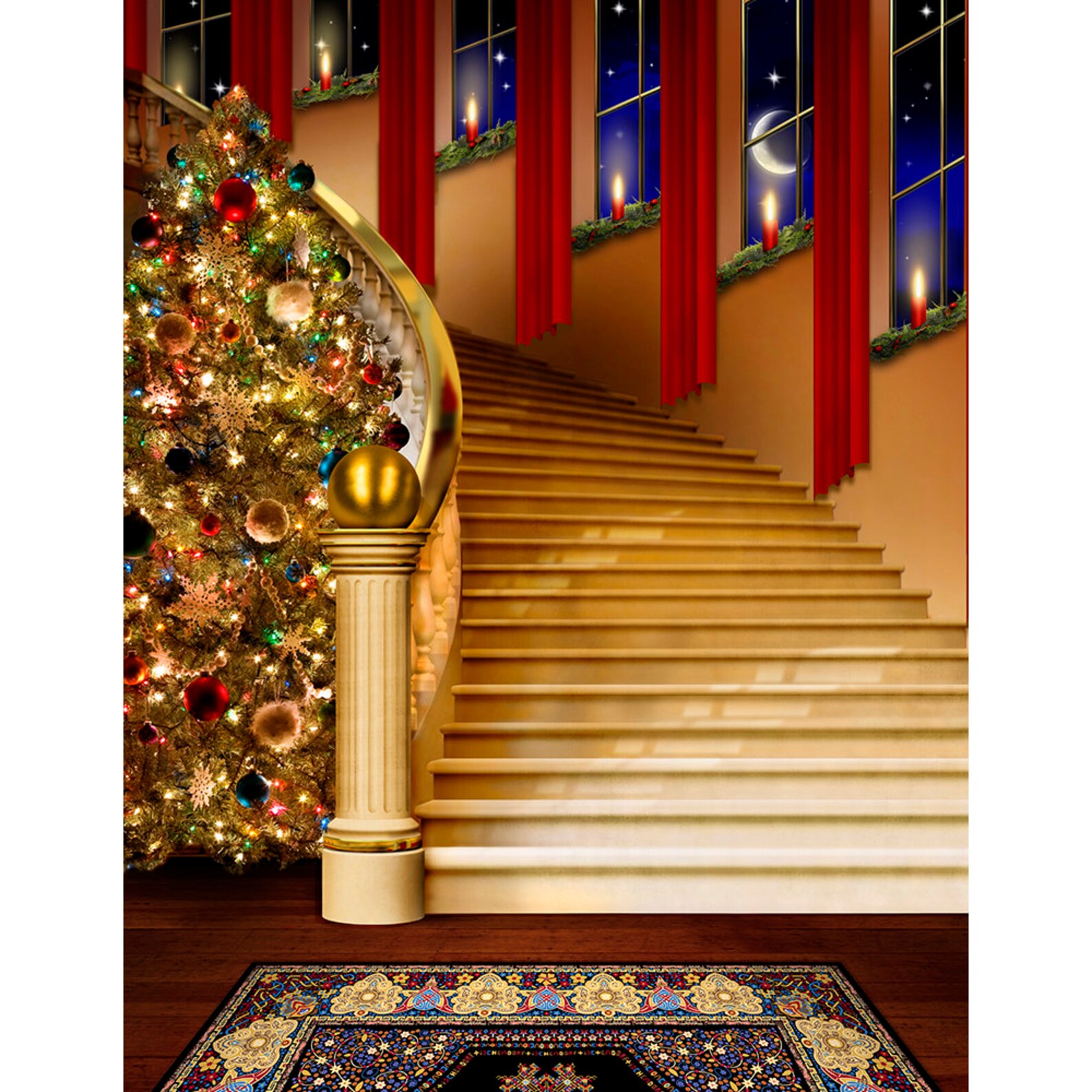 Holiday Staircase Photo Backdrop, Christmas Party, New Year's Eve - Etsy