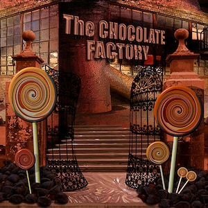 Chocolate Factory Birthday Party Photo Backdrop Prop, Willy Wonka Party ...