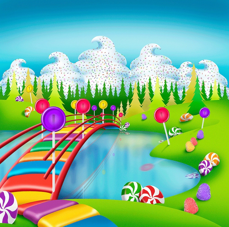Candy Land Backdrop, Rainbow Bridge Lollipop Wonderland - Etsy