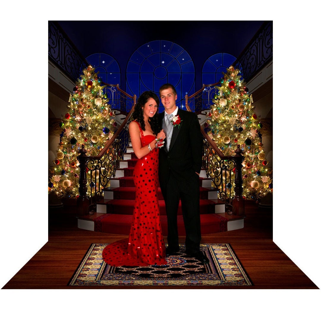 Christmas Tree Santa Photo Backdrop With Christmas Lights Backdrop, A ...