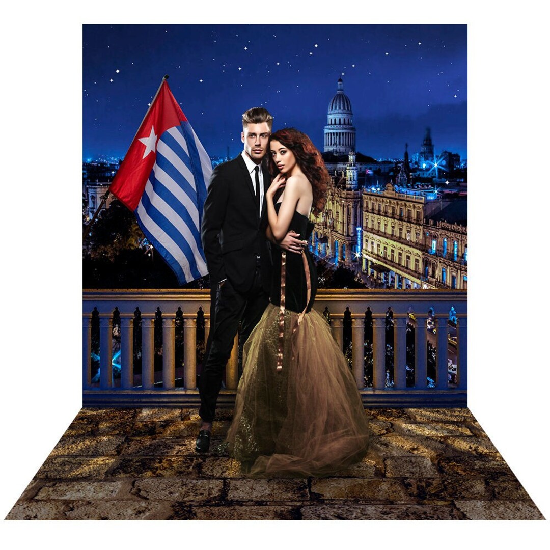 Havana Backdrop: Cuba City Skyline, Cuban Flag Photo Fabric Banner ...