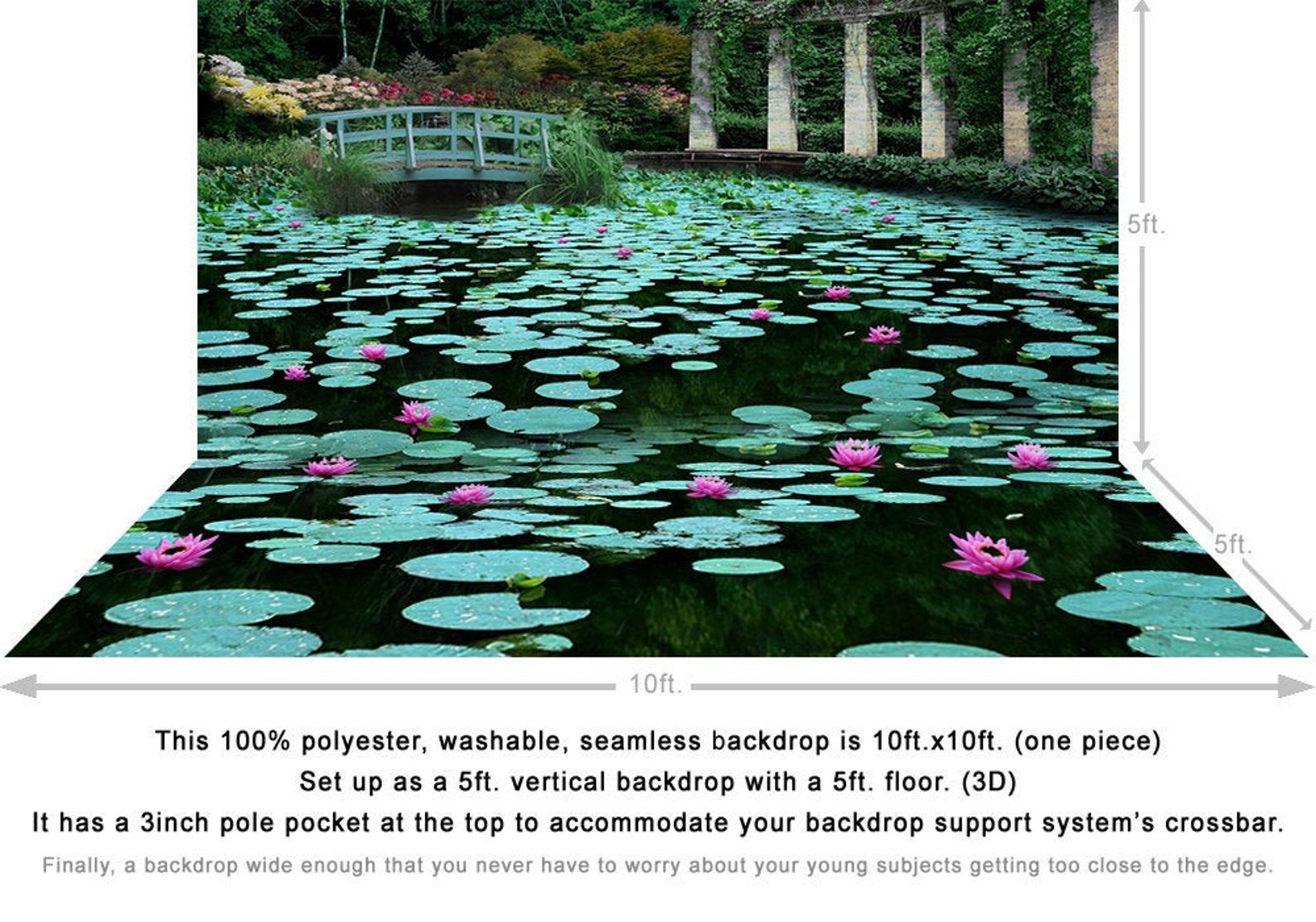 Lily Pond Children's Backdrop Photo Backdrop Lilies | Etsy