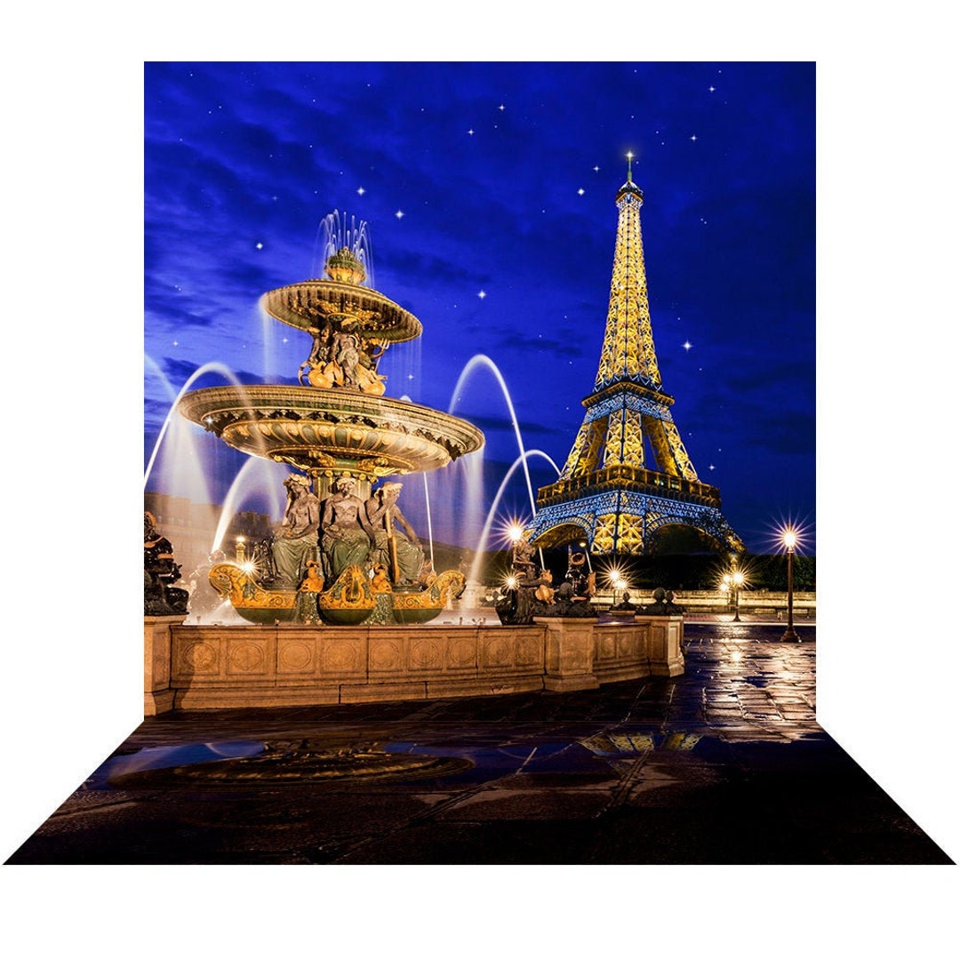 Eiffel Tower Paris Backdrop, French Fountain Photo Backdrop, Prom Dance ...