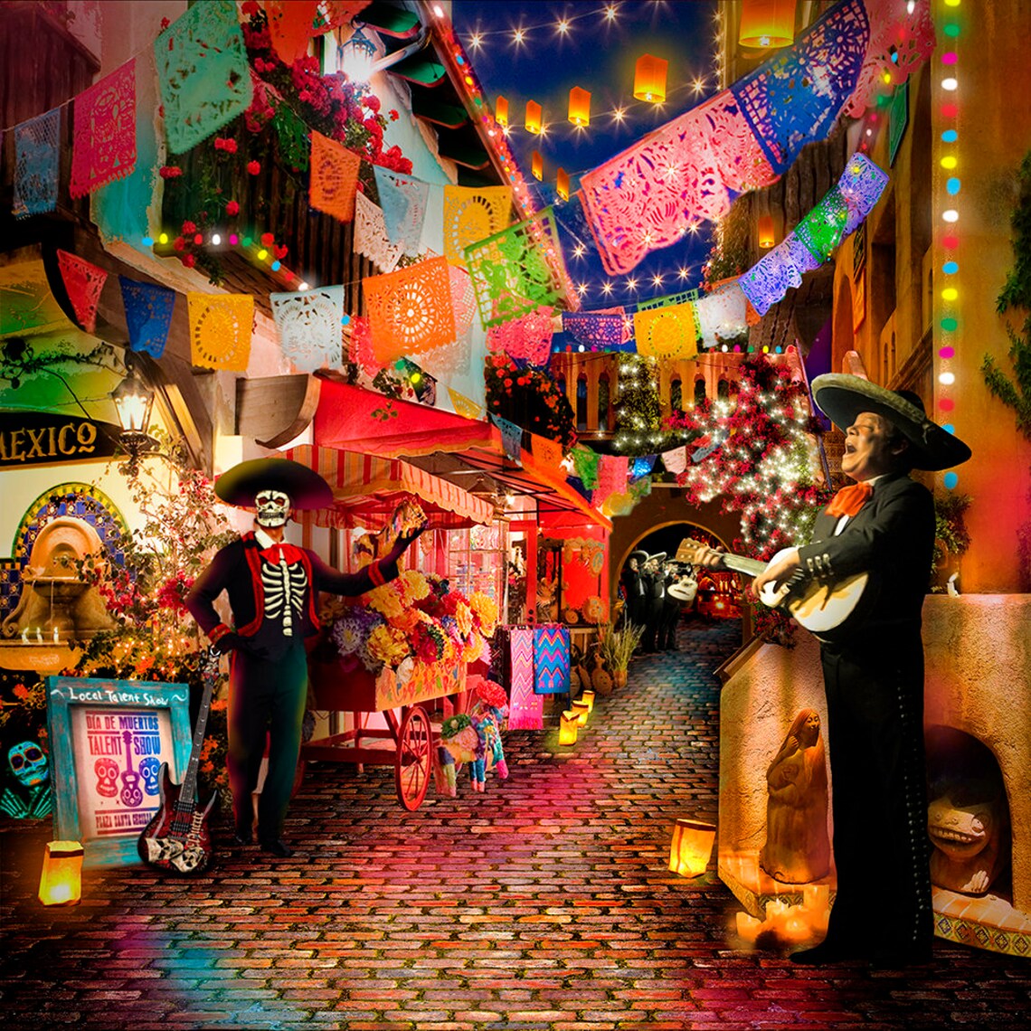 Dia De Muertos Backdrop, Day of the Dead Banner, Birthday Party Fabric ...