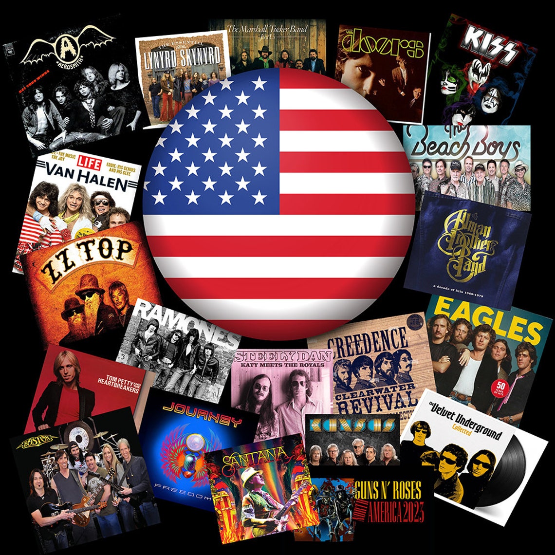American Rock Band Birthday Backdrop: Rock 'n Roll Party Prop - Etsy