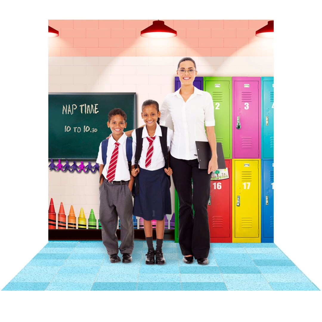 Elementary, Kindergarten, Pre-school Photo Backdrop, Classroom With ...