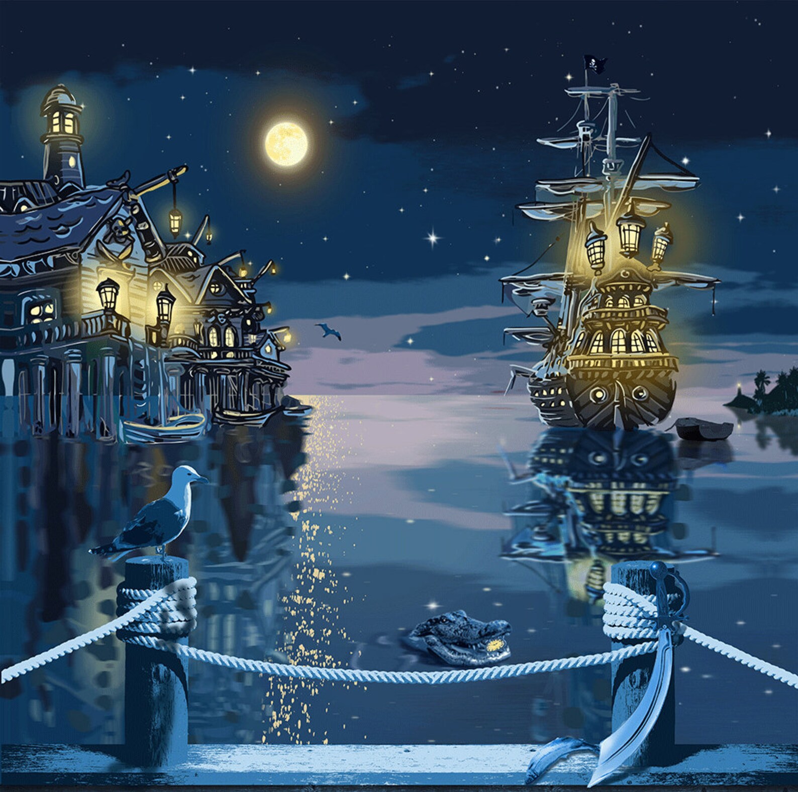 Peter Pan Backdrop, Neverland Birthday Party Photo Backdrop, Captain ...