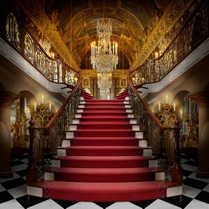 Palace Backdrop, Red and Gold Interior Photo Backdrop, Prom Dance Party ...