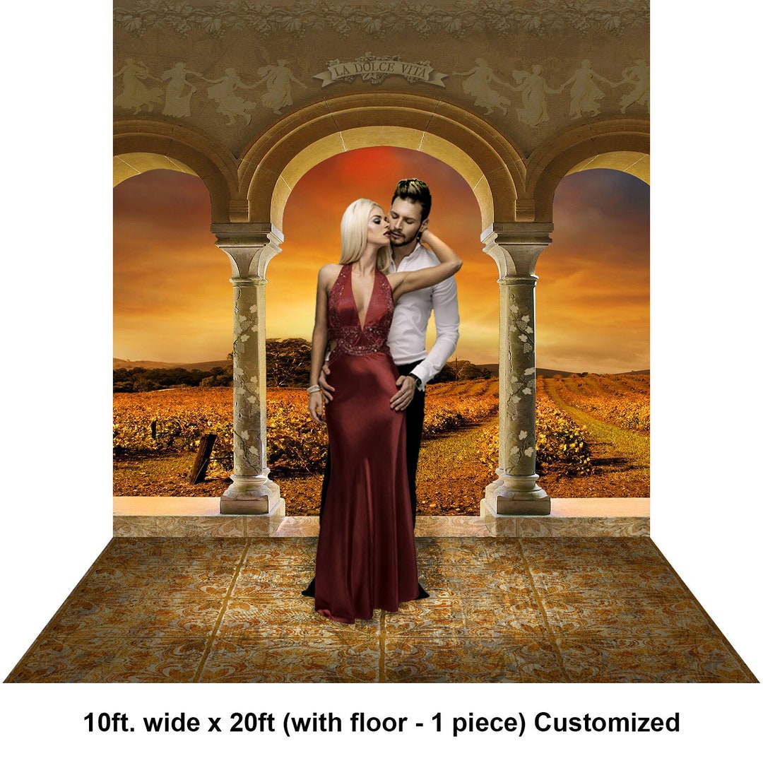 Tuscan Sunset Backdrop, Vineyard Arched Portico Prom Dance Party Decor ...