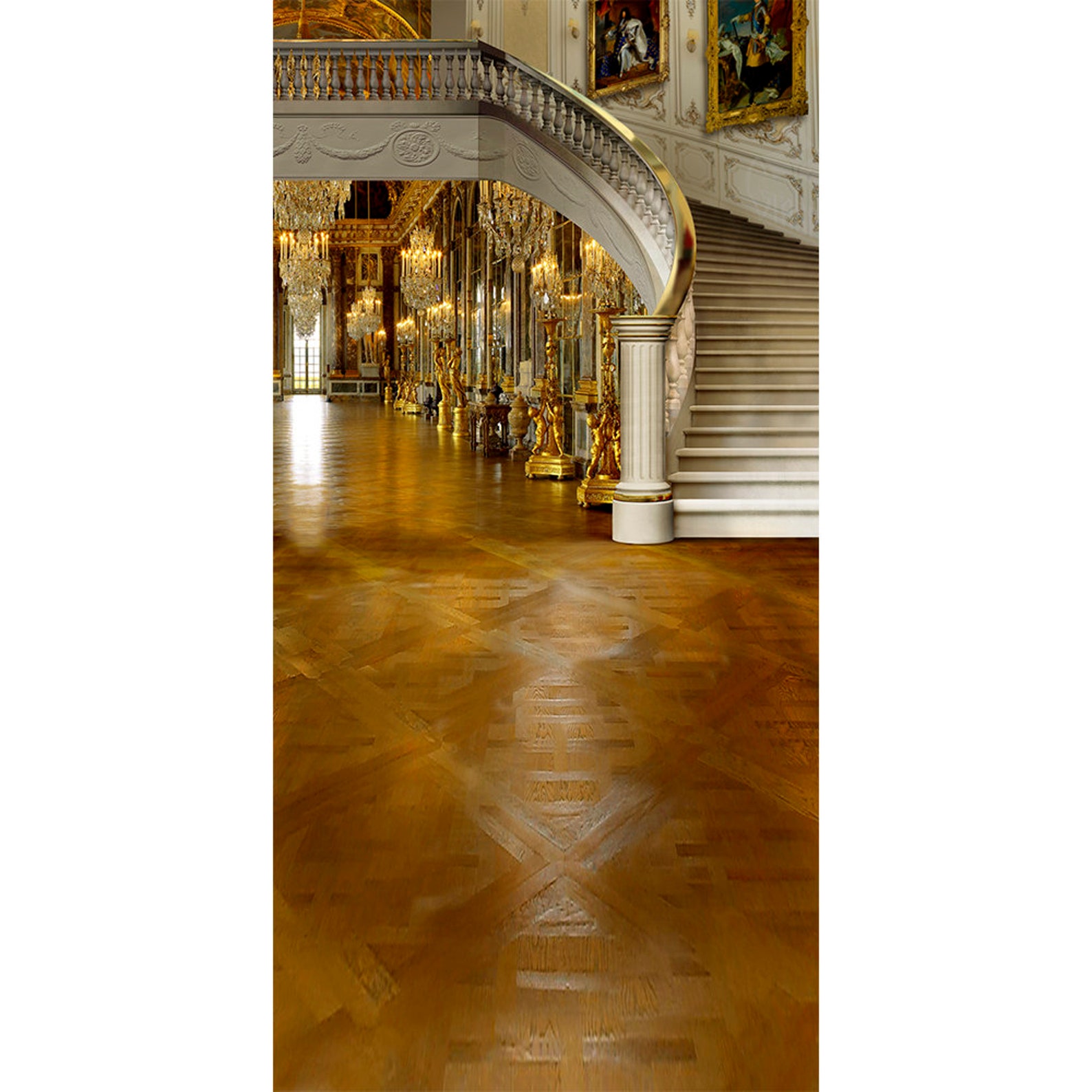 Majestic Staircase Ballroom Backdrop Gold Palace Interior | Etsy