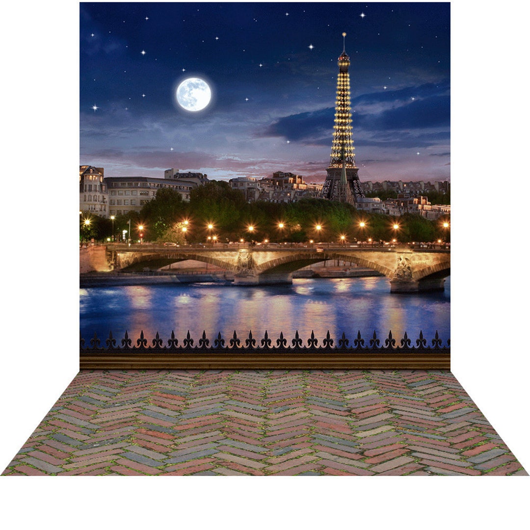 Eiffel Tower Moonlit Backdrop: Parisian Photo Booth Prop - Etsy