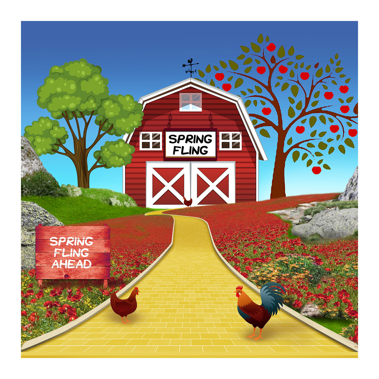 Spring Fling Birthday Photo Backdrop Red Barn Backdrop - Etsy