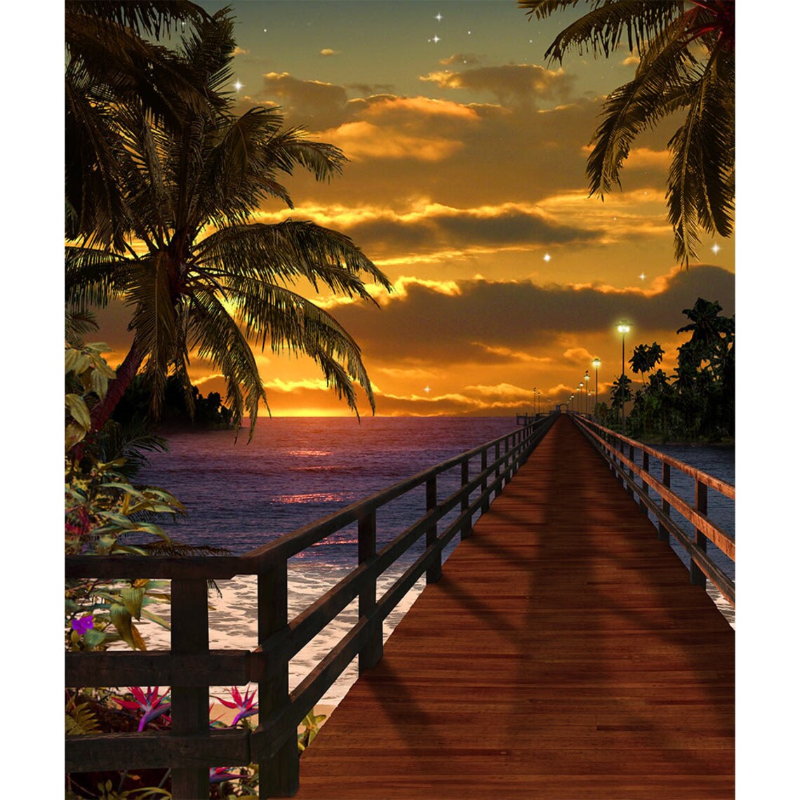Tropical Sunset Beach Boardwalk Photo Backdrop Homecoming - Etsy