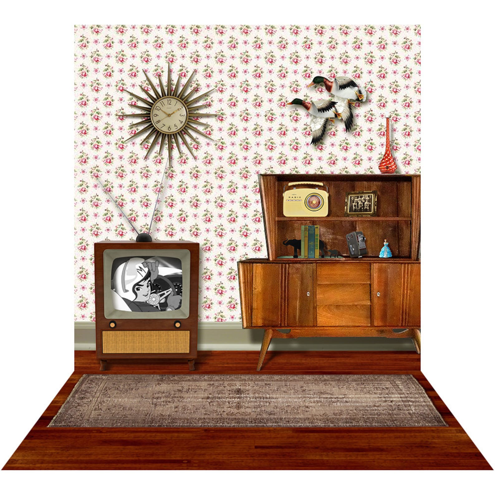 1950s Backdrop: Living Room Photo Background, Retro Party Prop - Etsy