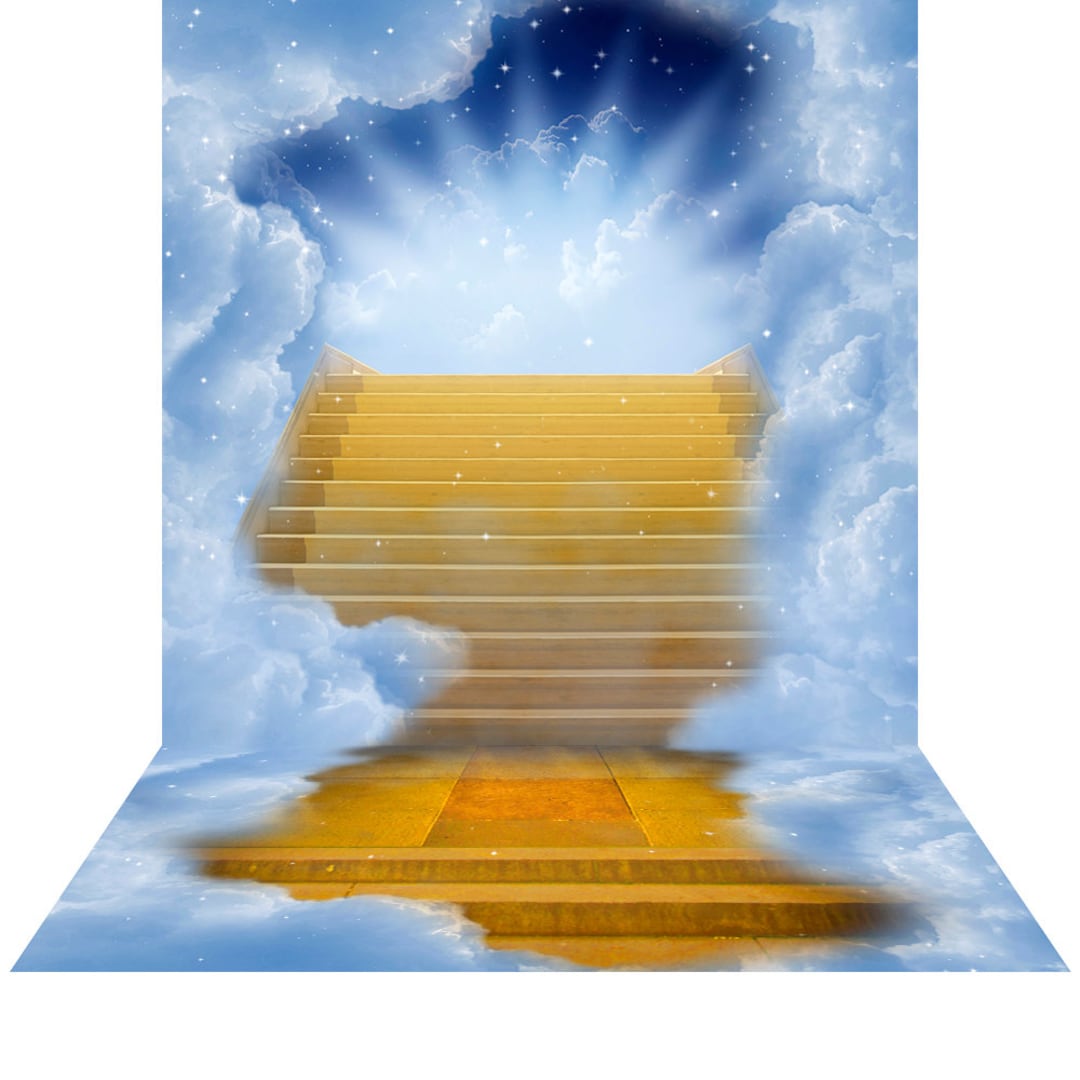 Stairway to Heaven Backdrop, Gold Stairs, Clouds for a Goddess, Photo ...