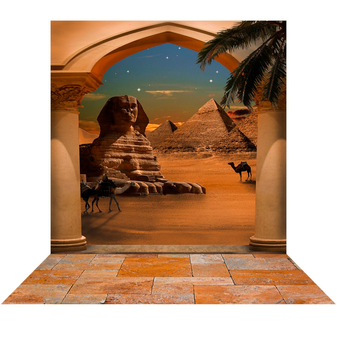 Egyptian Pharaoh Pyramid and Sphinx Photo Backdrop, Middle Eastern ...