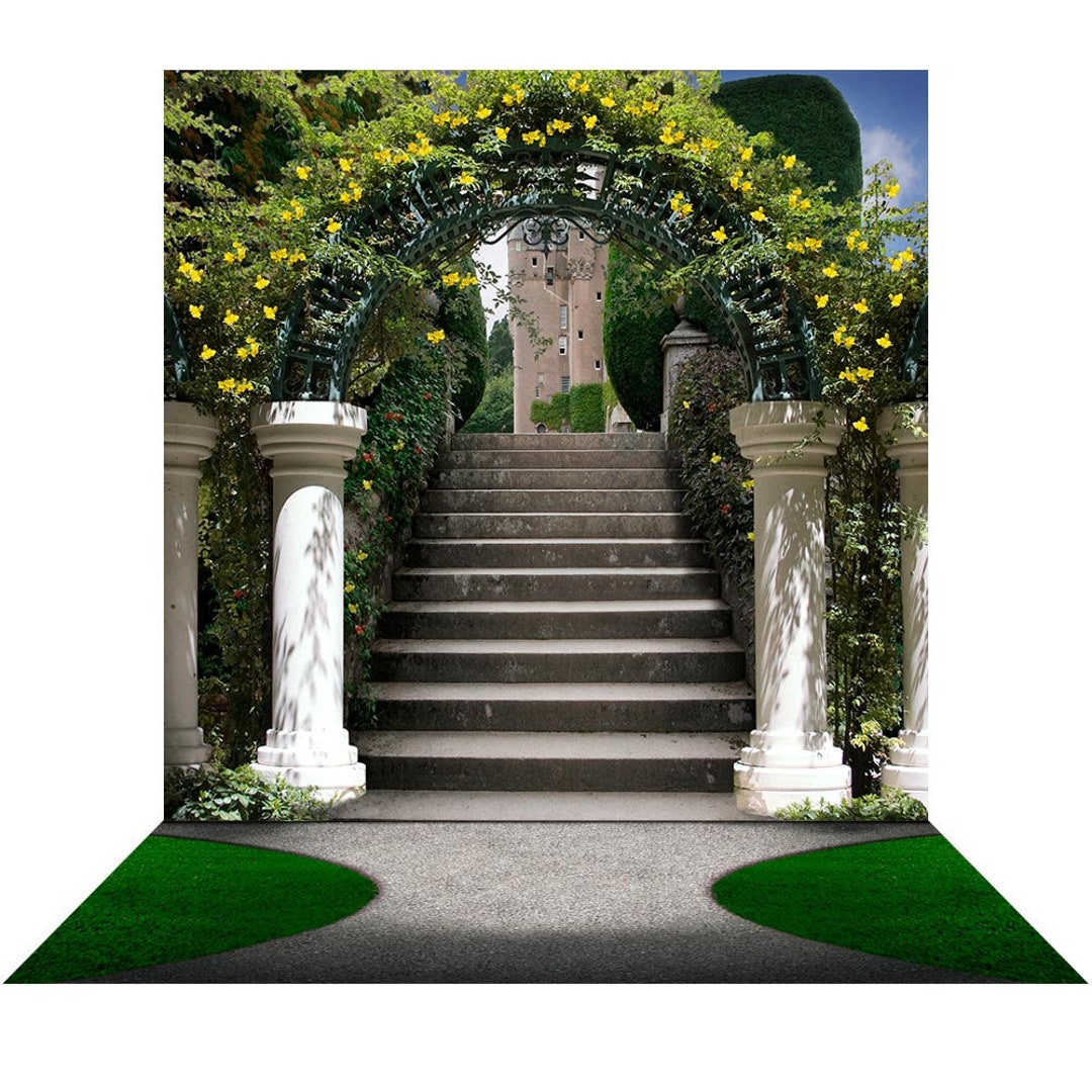 Garden Arch Castle Backdrop, Romantic Decor With Steps in Springtime ...