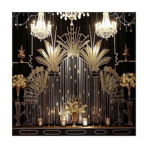 Great Gatsby Party Photo Backdrop, 1920s Flapper Decor, Art Deco Style ...