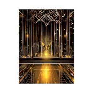 Gatsby Gold Party Photo Backdrop, 1920s Flapper Decor, Art Deco Style ...