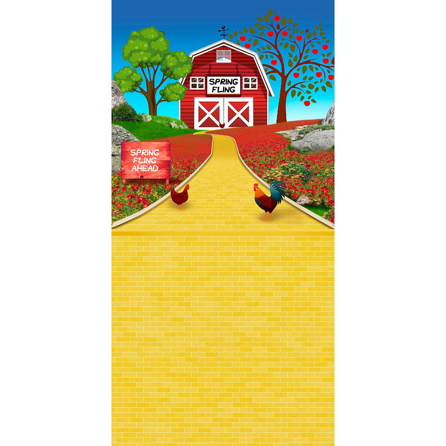 Spring Fling Birthday Photo Backdrop Red Barn Backdrop - Etsy