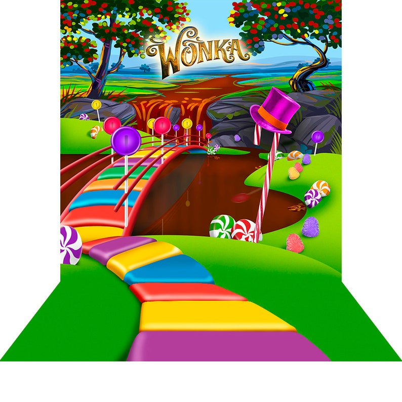 Wonka Candy Land Backdrop Chocolate Factory Birthday Party - Etsy