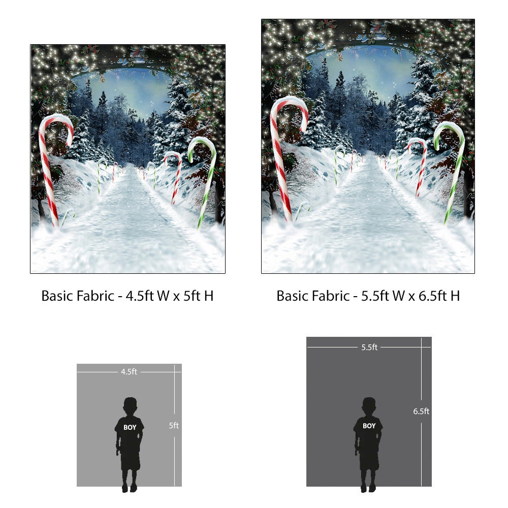 Snow Peppermint Lane Christmas Backdrop A Candy Cane Backdrop | Etsy