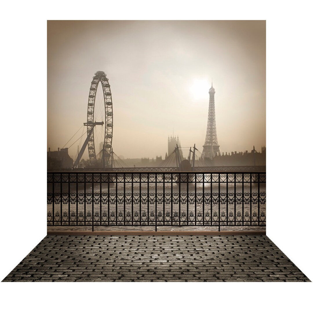 Paris Eiffel Tower Sepia Photography Backdrop, Vintage Ferris Wheel - Etsy